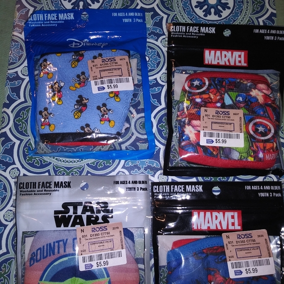 Disney | Accessories | Brand New Disney Face Mask Bundle Of 2 Pieces ...